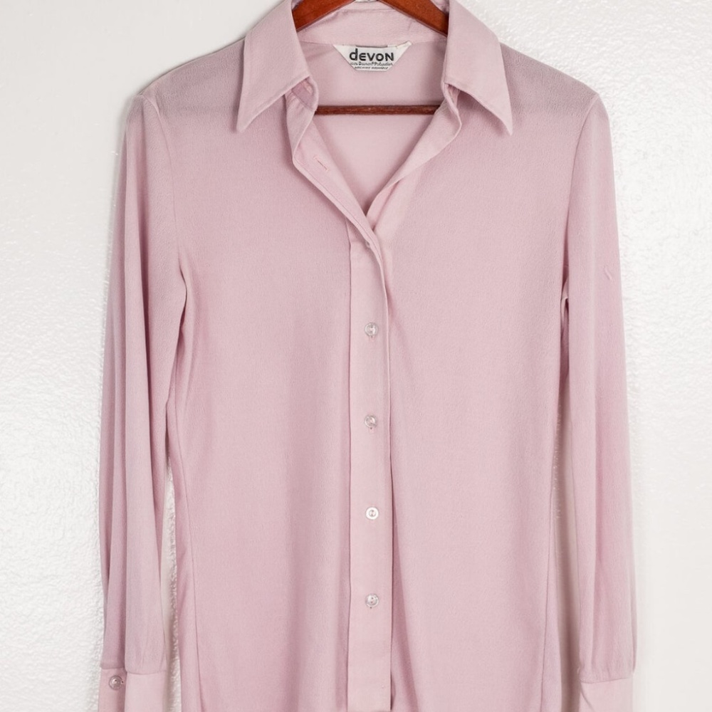 Vintage 70's Light Pink Button Down - Gem